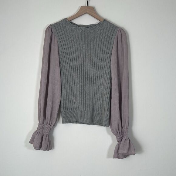 Current Air | Tops | Current Air Blouse Size M Woven Sleeve Scalloped ...